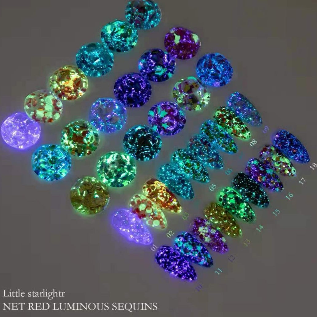 Vendeeni Uv Gel Polish Glow In The Dark Glitter Gel Pods 10g
